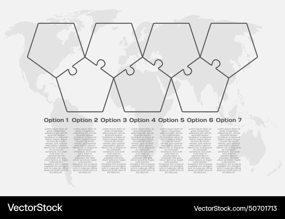 Seven piece infographic pentagon puzzle process Vector Image