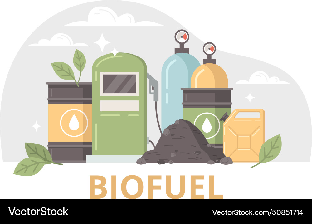 Biofuel types flat background Royalty Free Vector Image