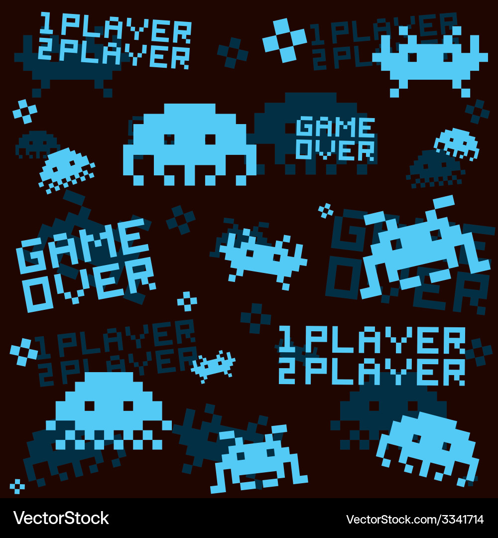 Black space invaders pattern Royalty Free Vector Image