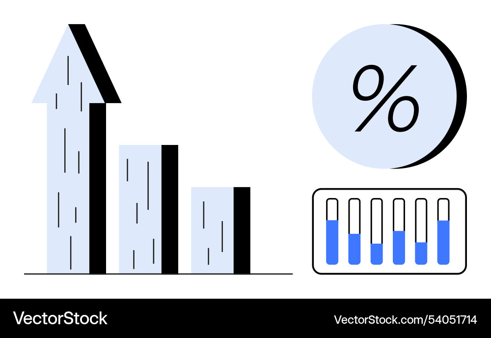Growth chart with increasing arrow percentage Vector Image