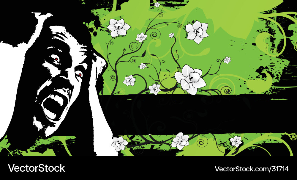 Grunge floral fear banner Royalty Free Vector Image