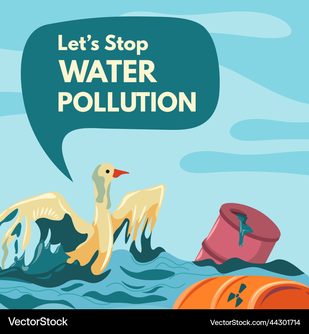 Lets stop water pollution save oceans and seas Vector Image