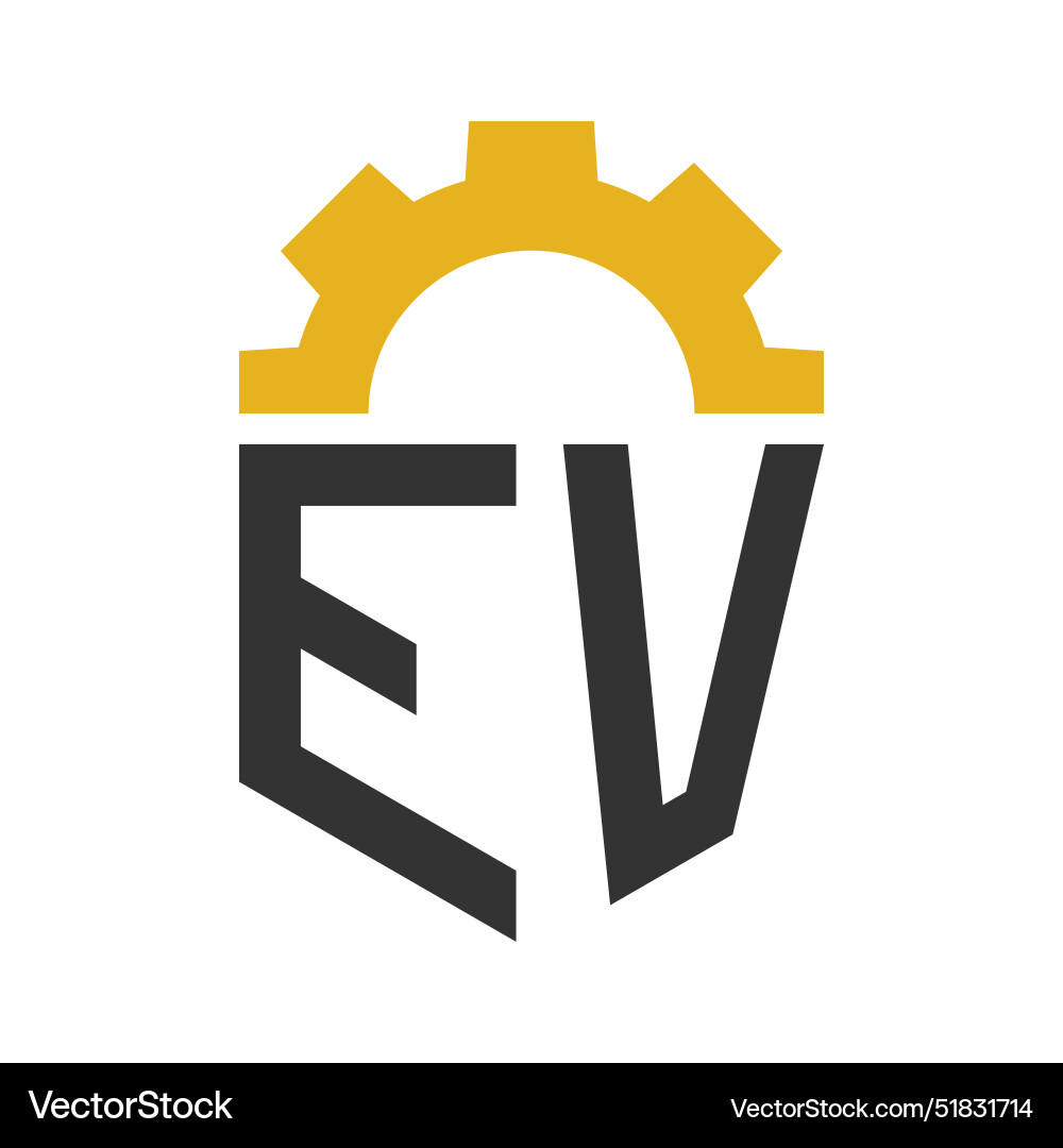 Letter ev gear logo design for service center Vector Image
