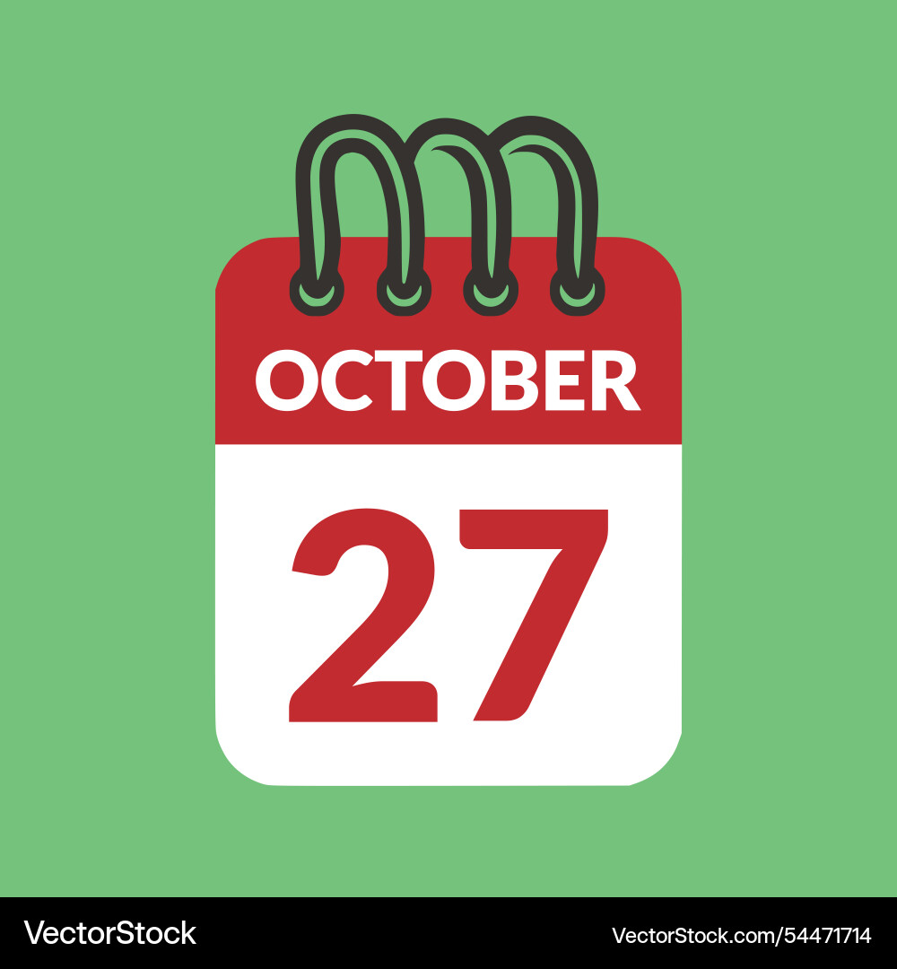 October 27 calendar icon Royalty Free Vector Image