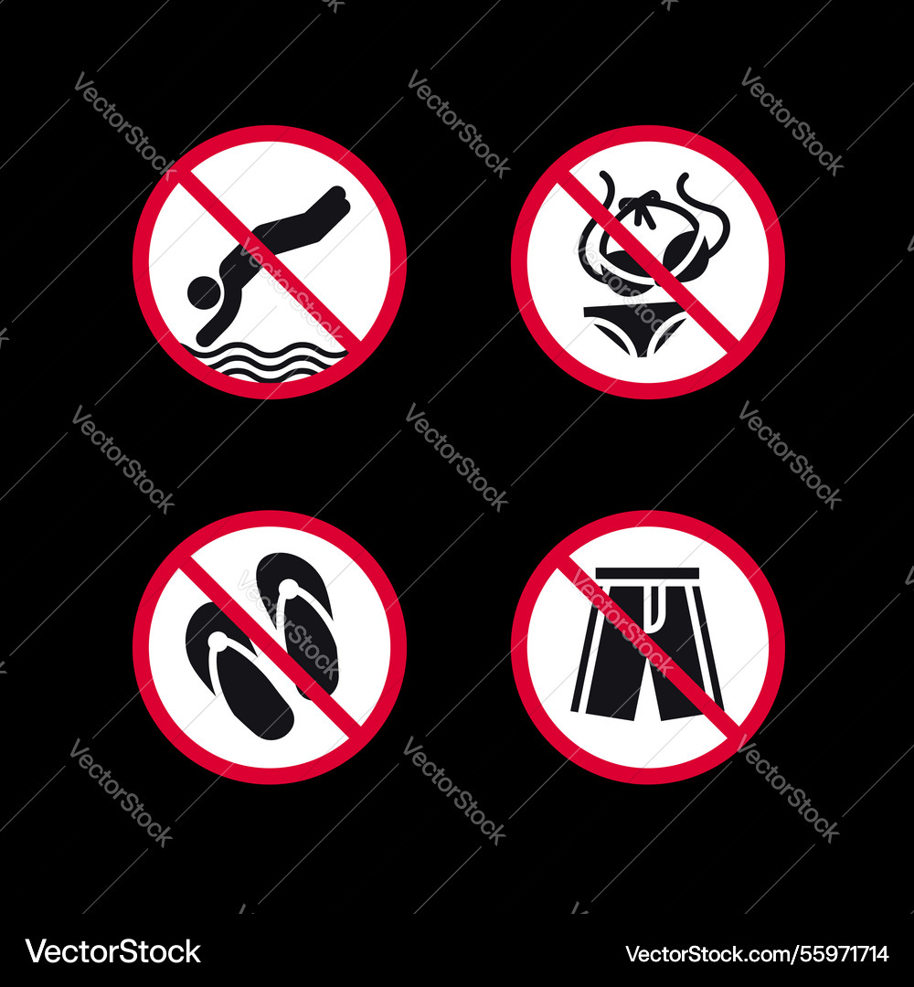 Prohibited signs forbidden round stickers set Vector Image