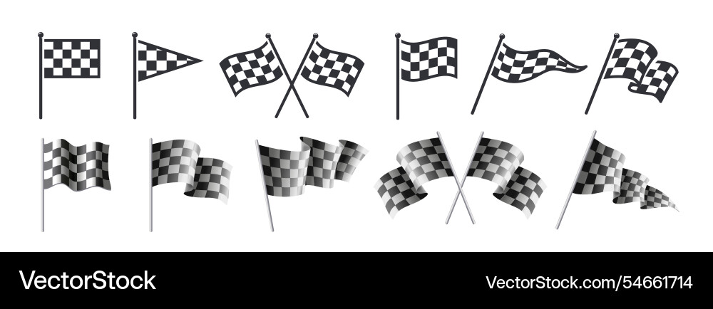 Racing flag icon set flat and realistic waving Vector Image