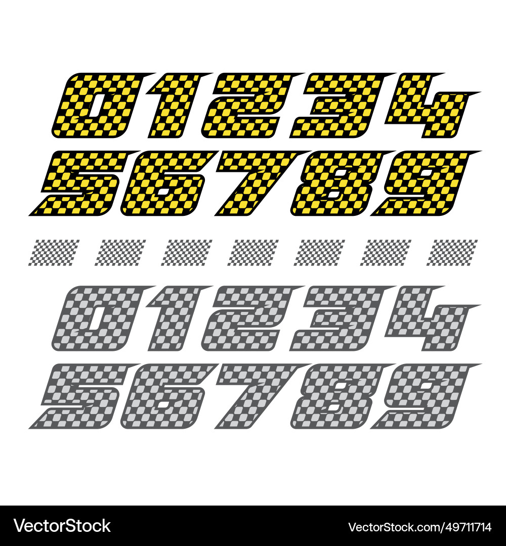 Sport race checkered numbers set Royalty Free Vector Image