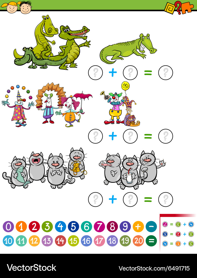 Addition task for preschool kids Royalty Free Vector Image
