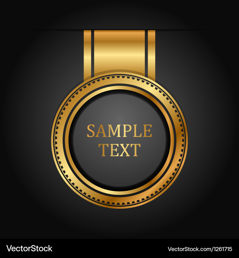 Gold label on black Royalty Free Vector Image - VectorStock