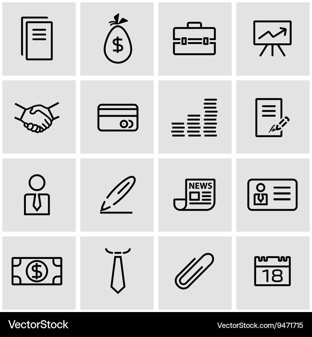 Line business icon set Royalty Free Vector Image