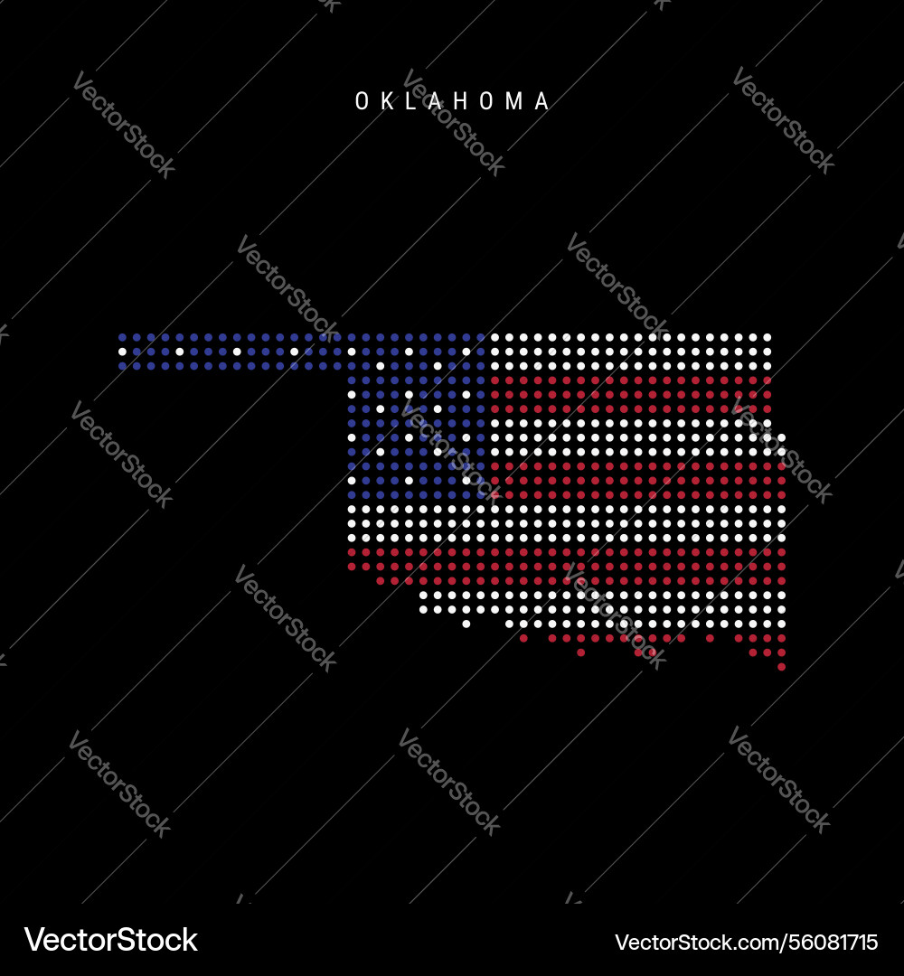 Oklahoma us state dot pixel map flat isolated Vector Image