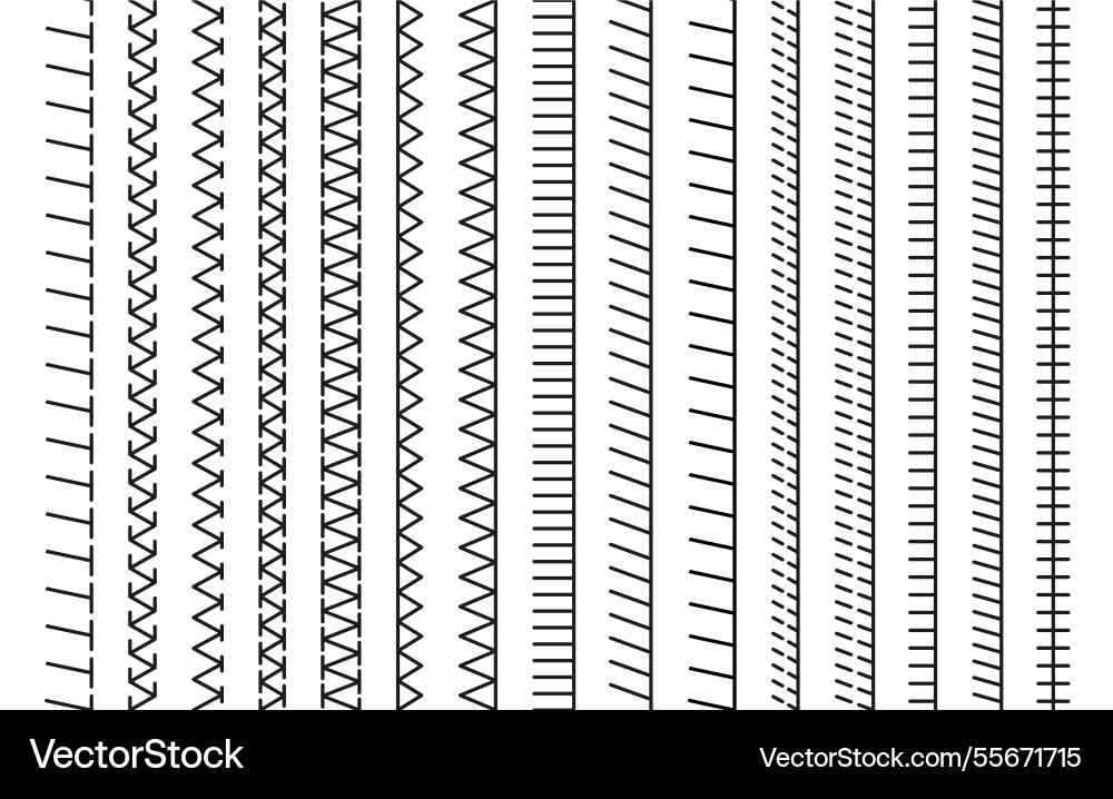 Overlock fabric elements outline seamless border Vector Image