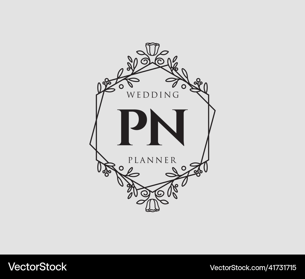 Pn initials letter wedding monogram logos Vector Image