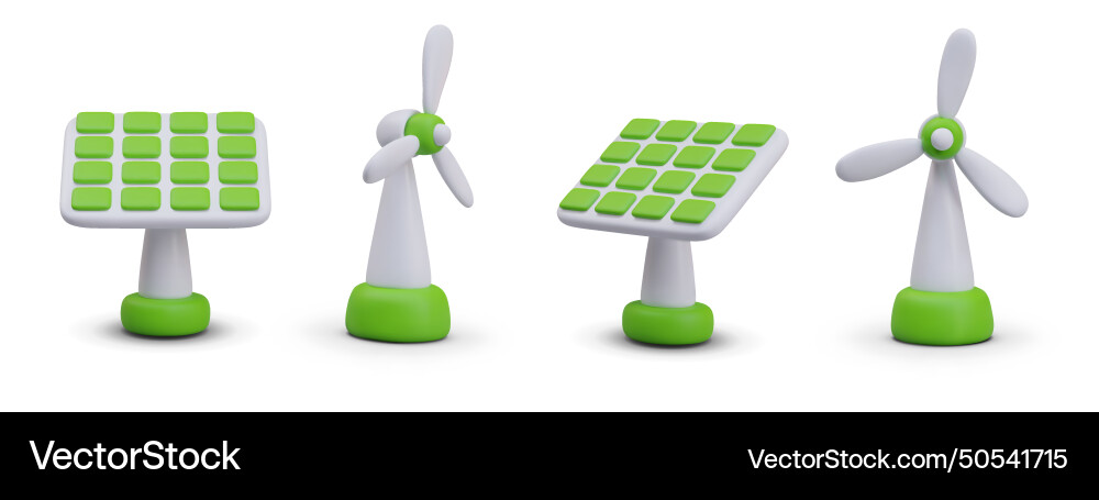 Realistic solar panel and wind generator modern Vector Image