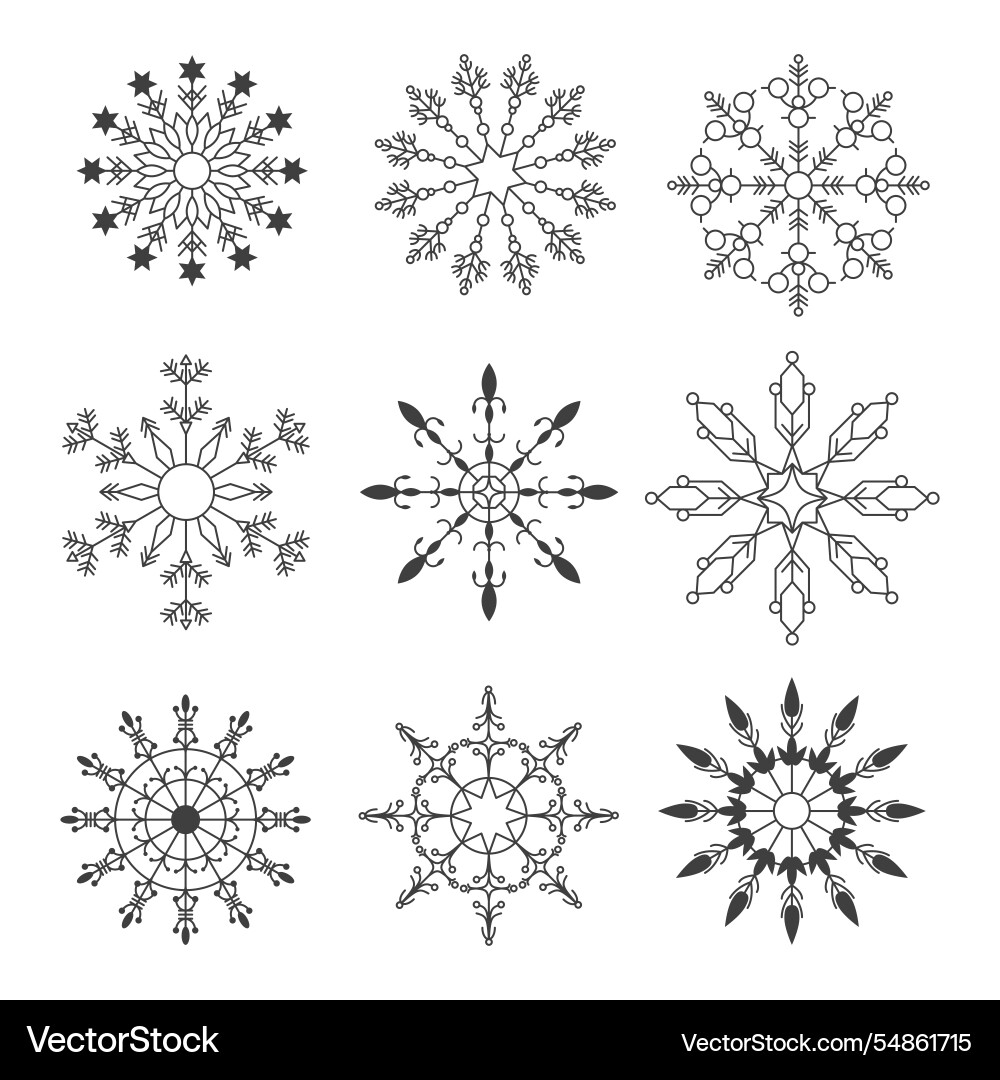 Snowflakes set decorative winter element Vector Image