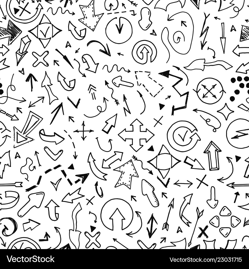 Stylish seamless arrow pattern - doodle style Vector Image