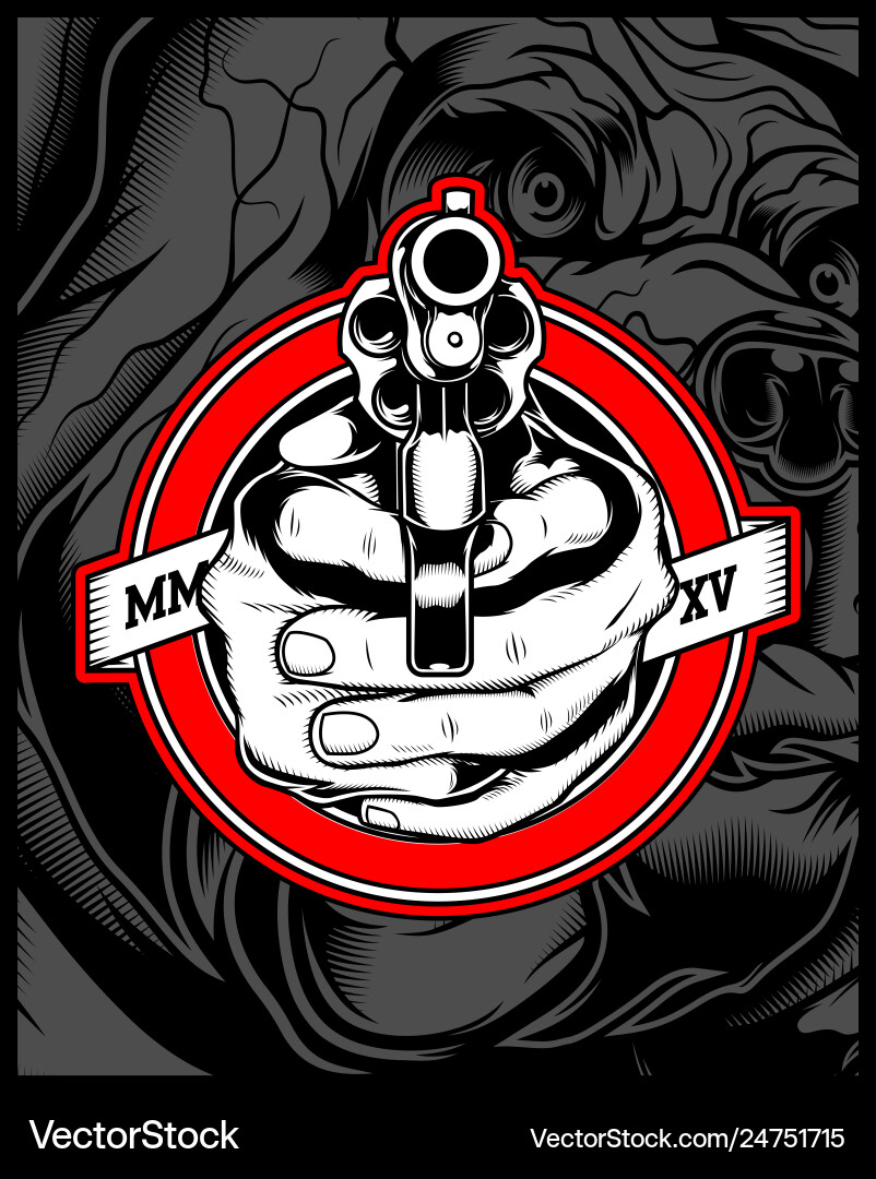 Two hands holding a gun Royalty Free Vector Image