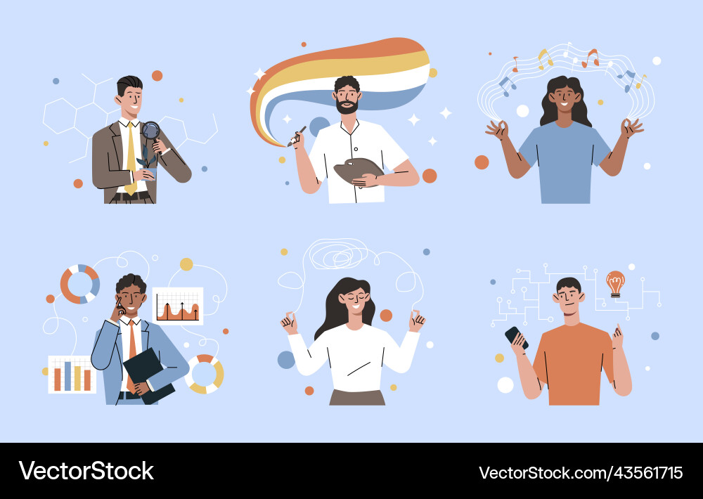 Types of thinking person Royalty Free Vector Image