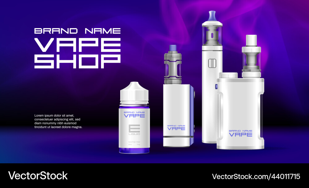 Vape shop ad background Royalty Free Vector Image