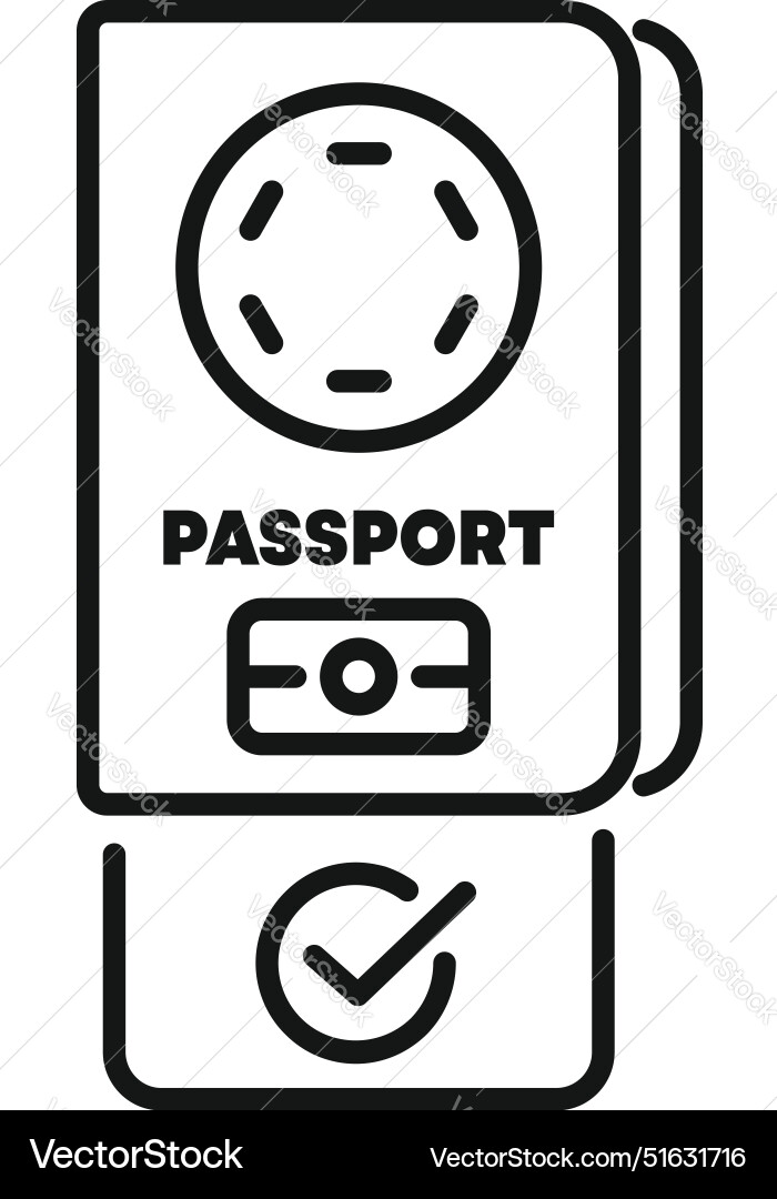 Biometric passport with chip and check mark for Vector Image