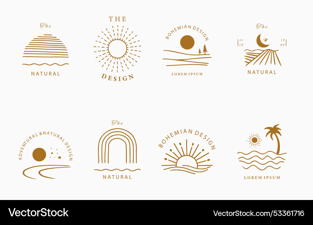 Collection of line design with suneditable Vector Image