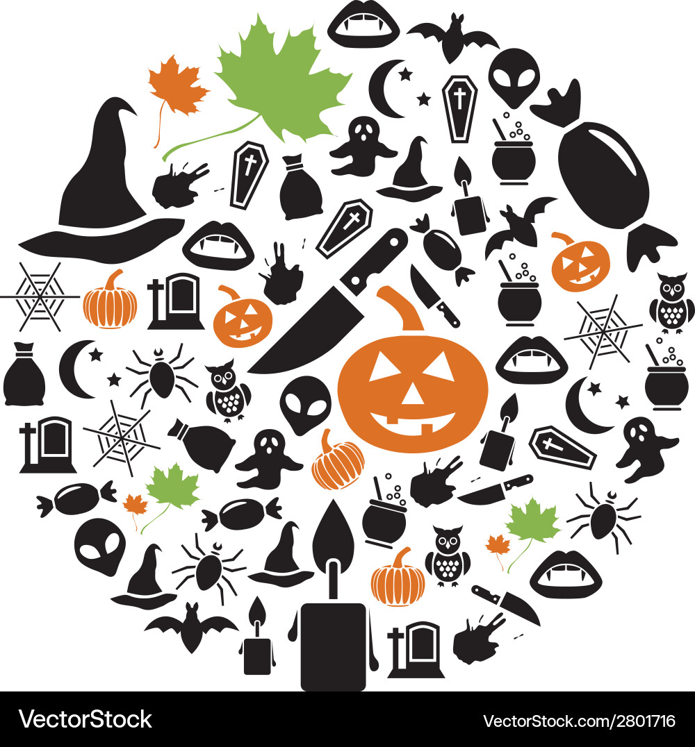 Halloween icons in circle Royalty Free Vector Image