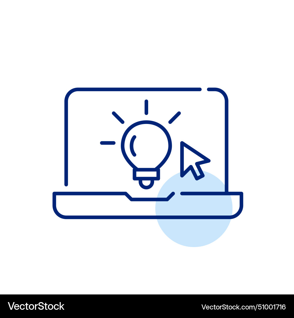 Laptop with mouse pointer clicking on light bulb Vector Image