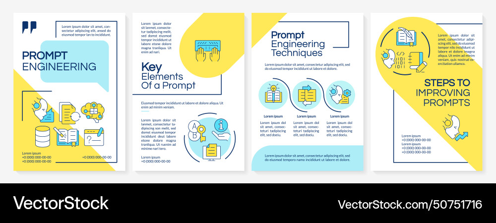 Prompt engineering blue and yellow brochure Vector Image