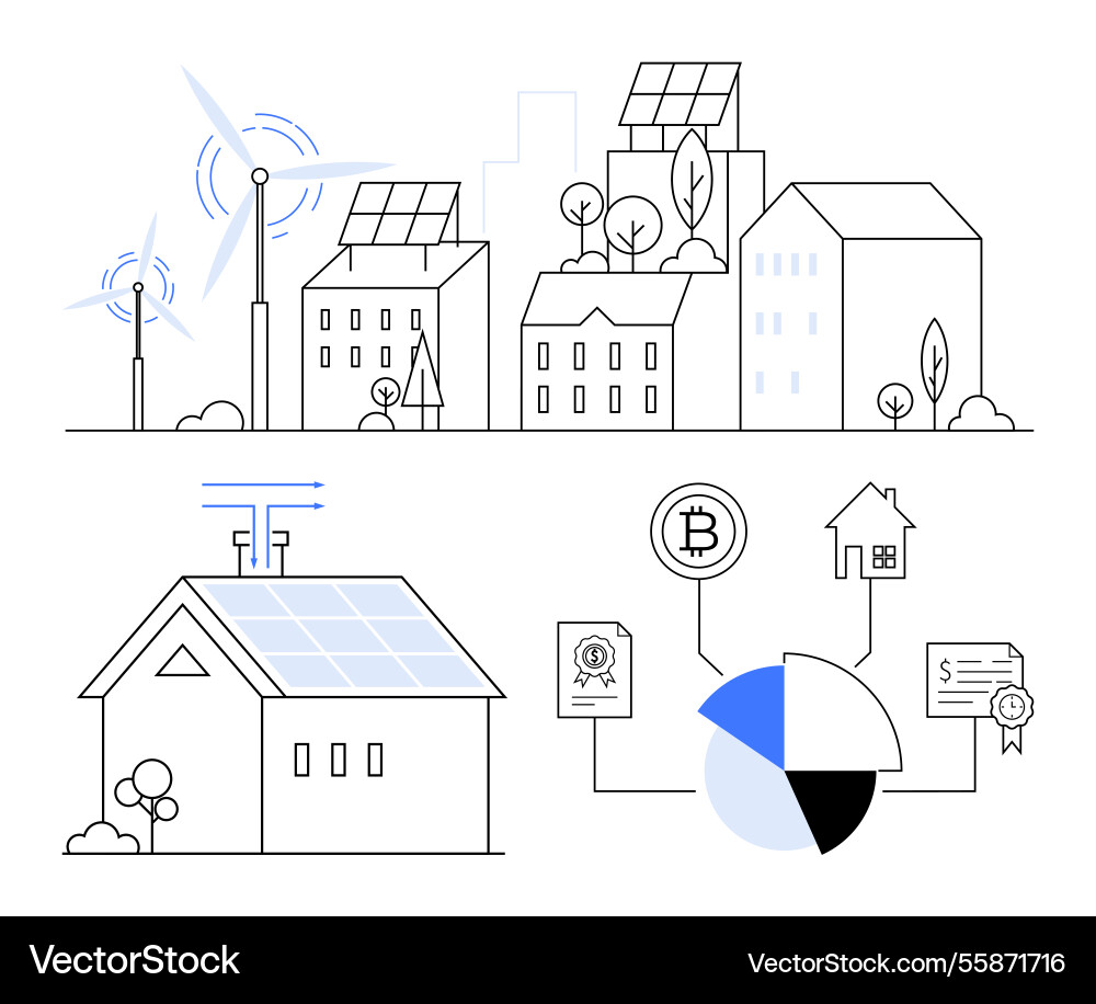 Renewable energy ecosystem with wind turbines Vector Image