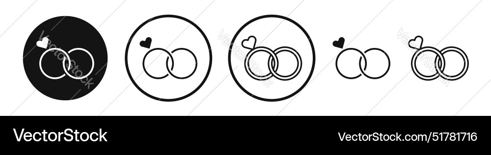 Ring icon set black filled and outlined style Vector Image