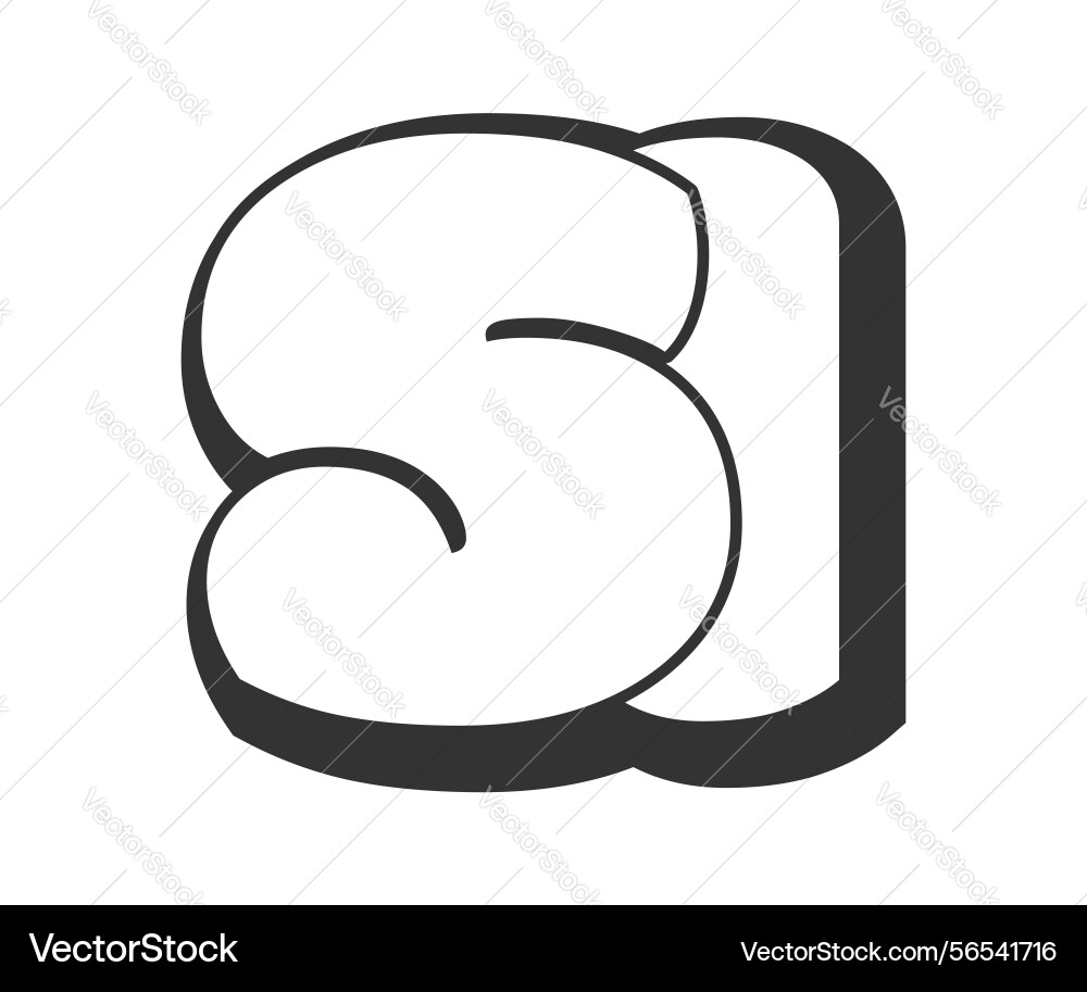 Si logo bubble comic lettering rounded Royalty Free Vector