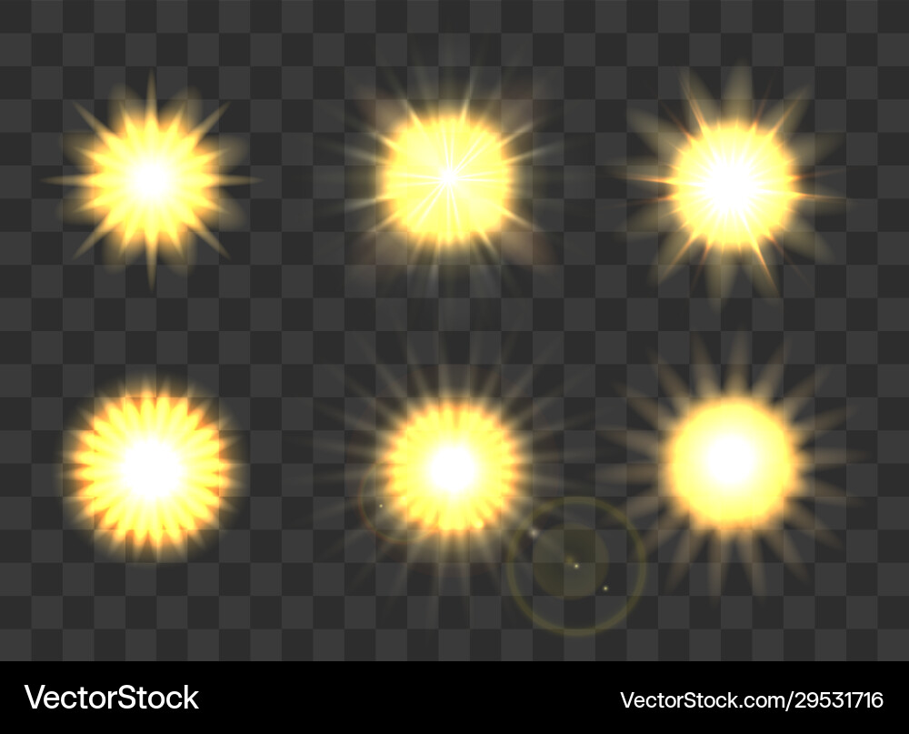 Suns on transparent background Royalty Free Vector Image