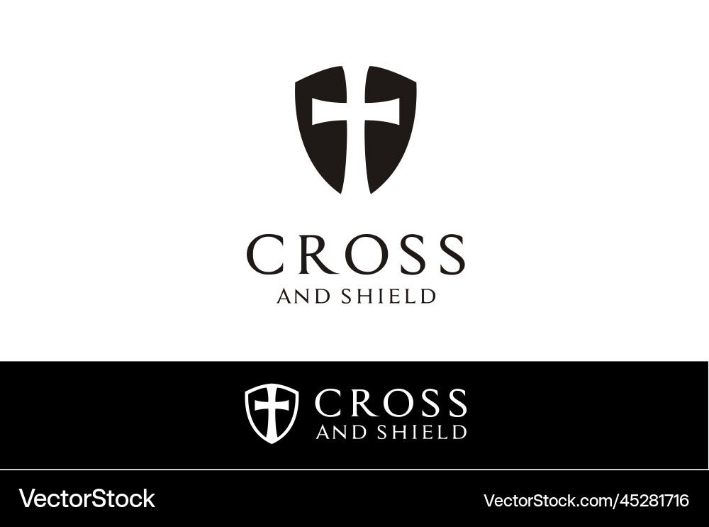 Templar shield medieval with christian cross logo Vector Image