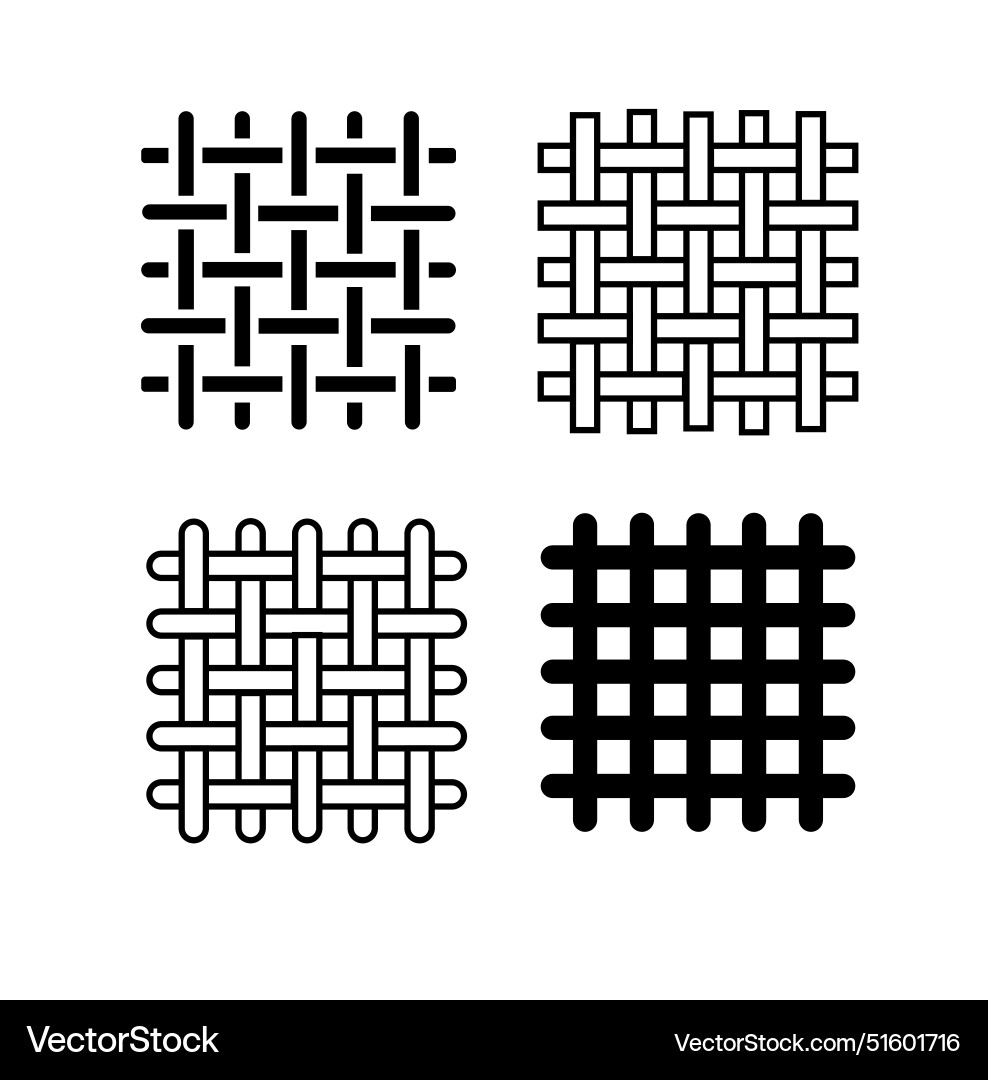 Textile fabric icons symbol interlacing Royalty Free Vector