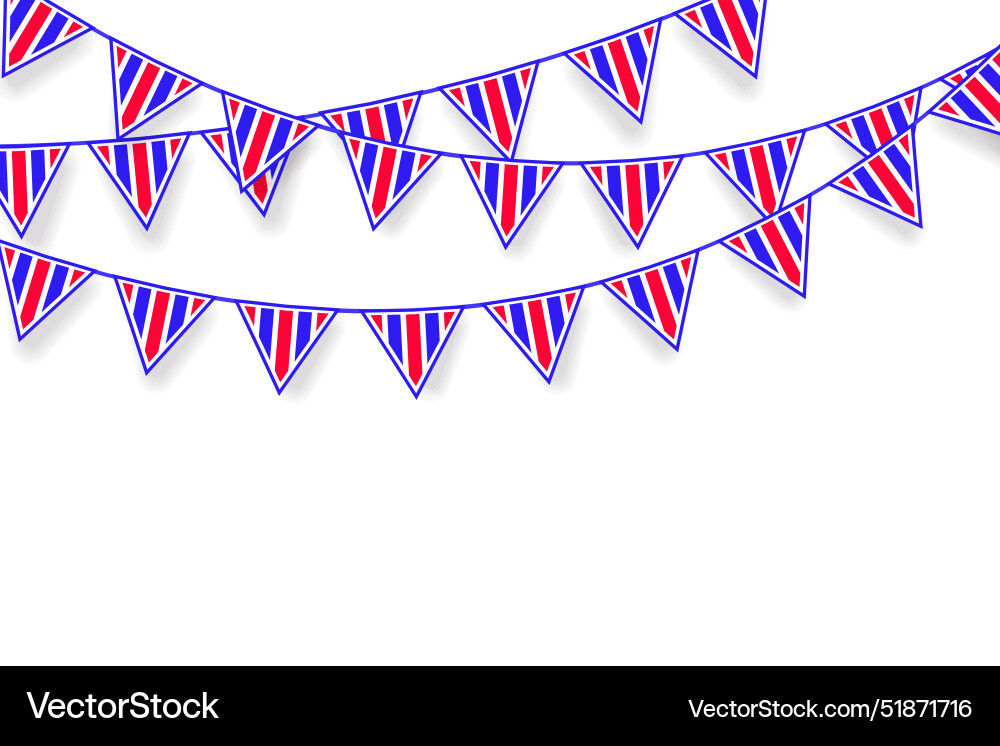 Triangular tricolor flag garland decoration Vector Image