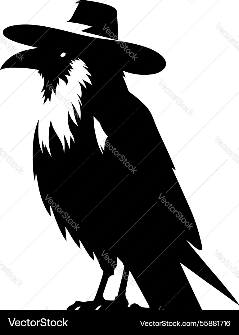 Western raven with hat logo Royalty Free Vector Image