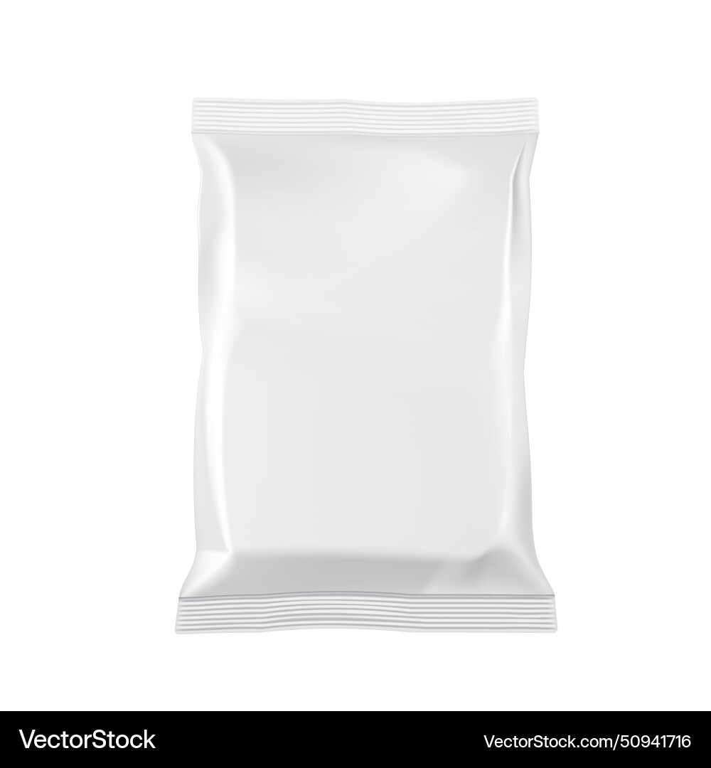 White blank plastic snack bag packaging isolated Vector Image