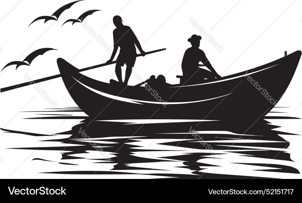 Coastal conqueror logo design with fisherman Vector Image
