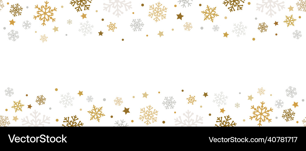 Golden falling snowflake star and confetti Vector Image