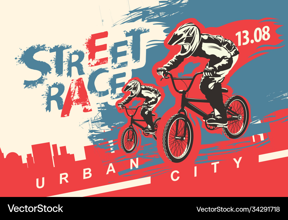 Banner on theme a bicycle street race Royalty Free Vector
