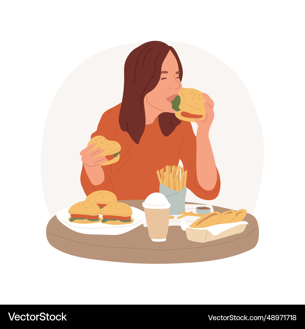 Binge eating isolated cartoon Royalty Free Vector Image