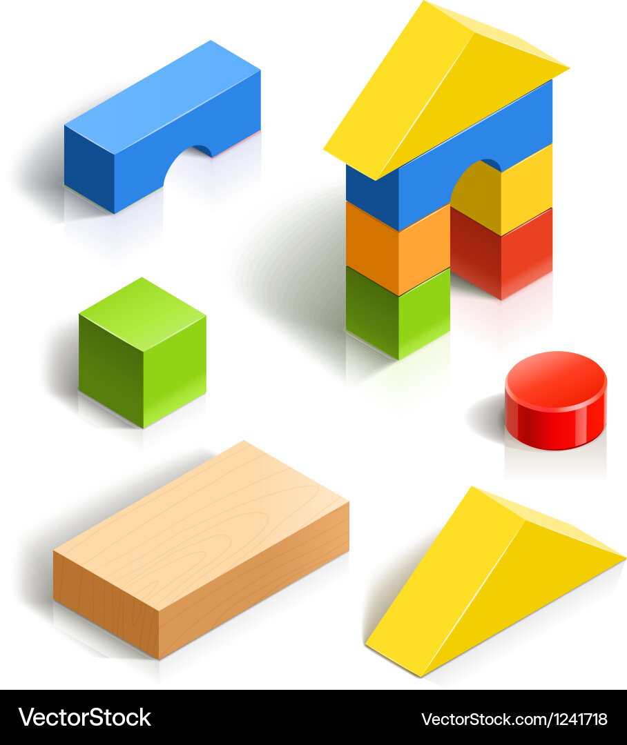 Brick house wooden toy set Royalty Free Vector Image