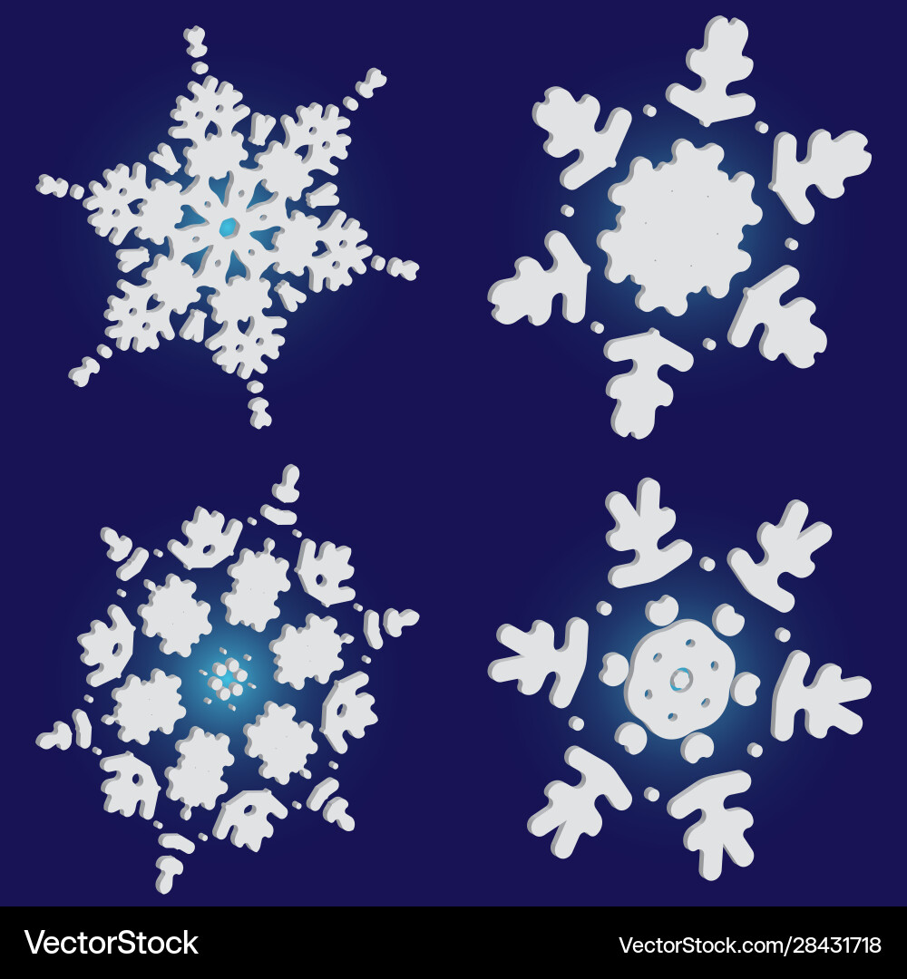 Collection cute snowflakes on blue background Vector Image