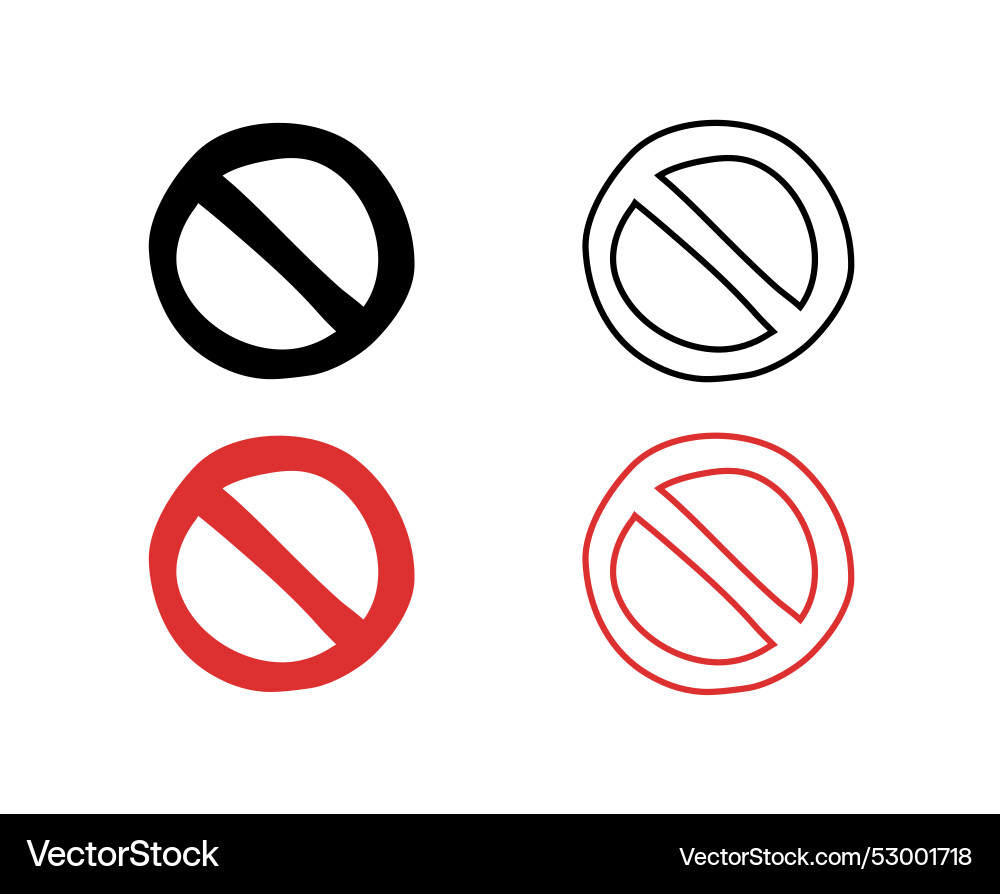 Doodle prohibition signs set hand drawn style Vector Image