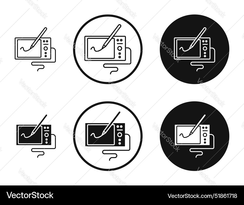 Graphic tablet icon set in black and white Vector Image