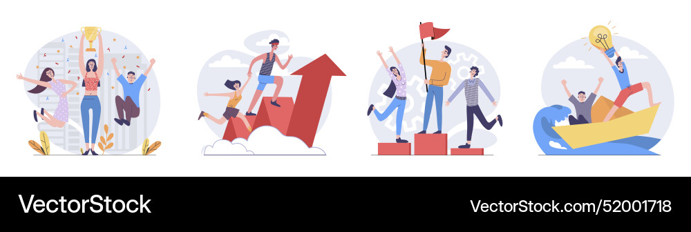 Leadership concept with people scenes set in flat Vector Image