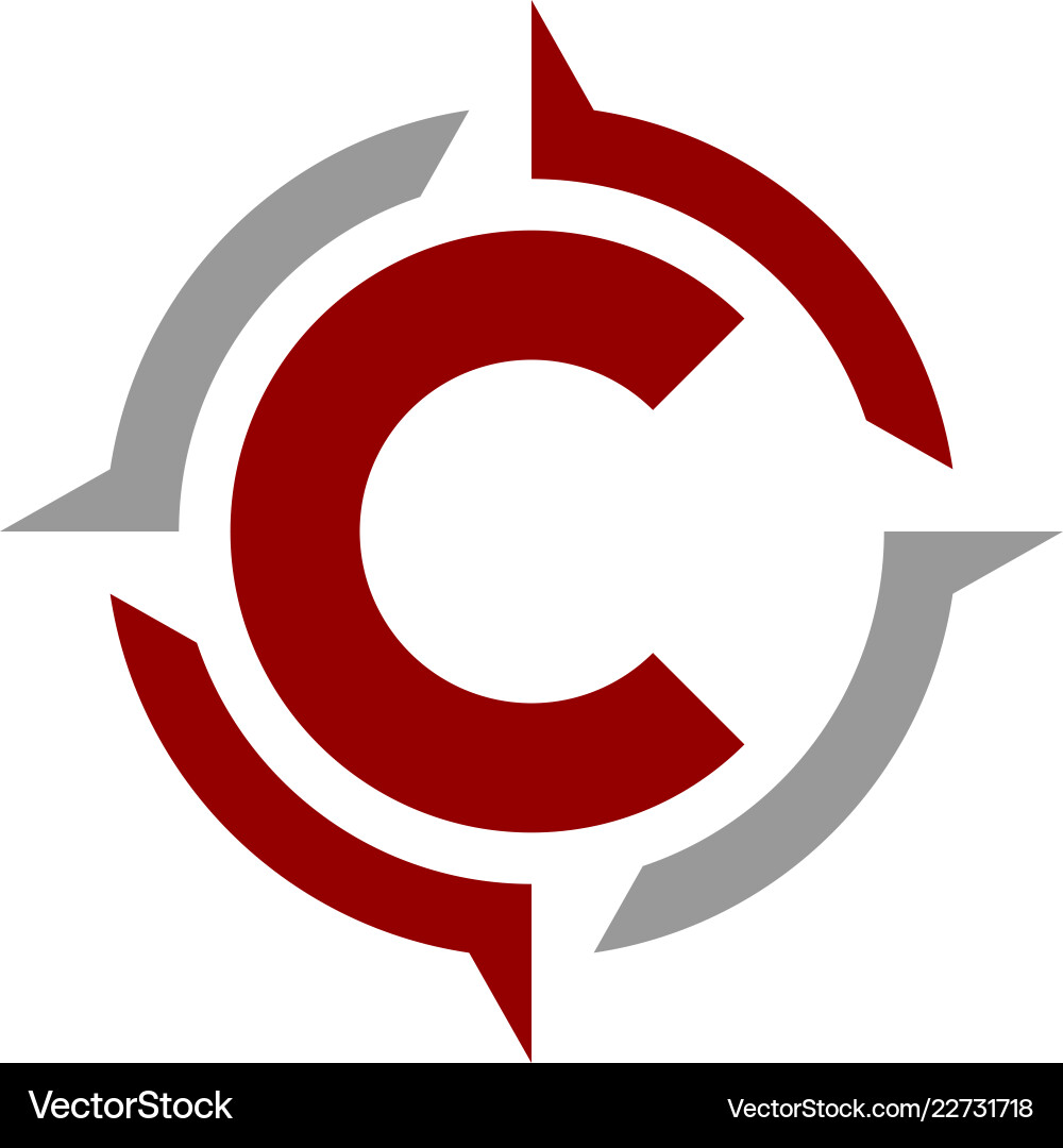 Letter C Compass Logo Icon Royalty Free Vector Image