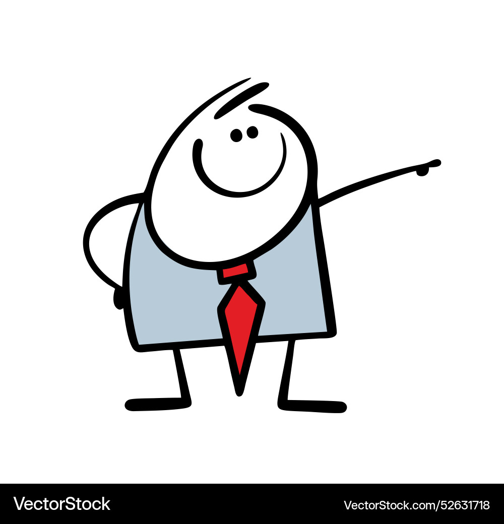 Man in business suit points finger Royalty Free Vector Image