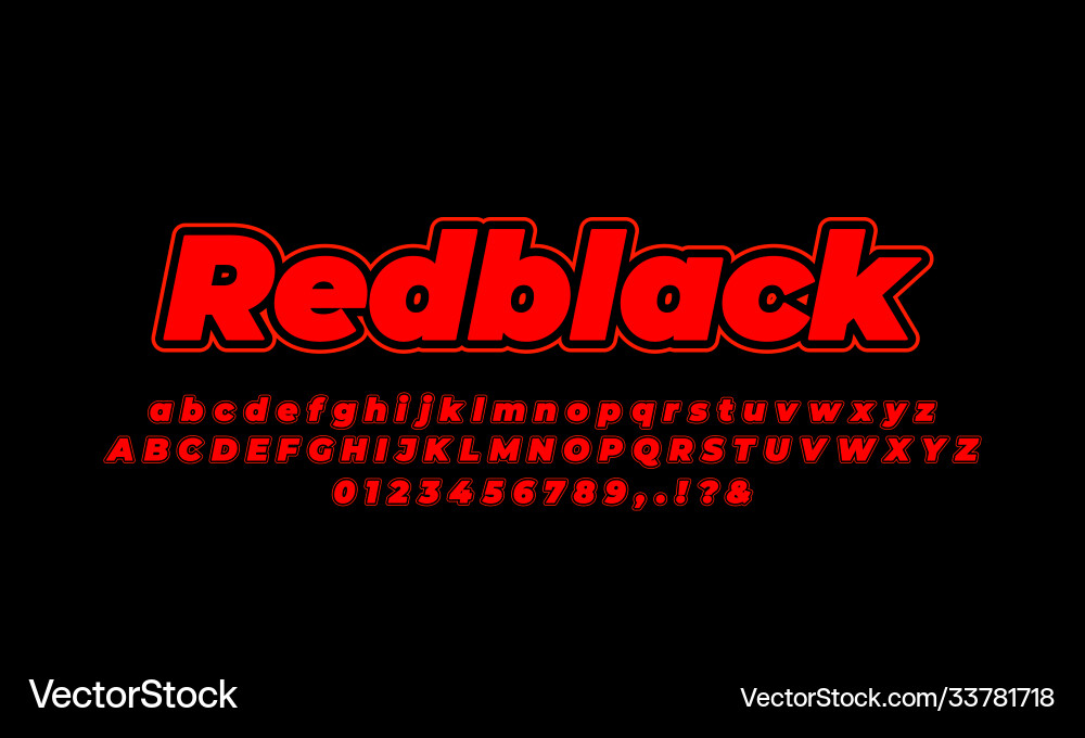 Red and black line bold alphabet or letter text Vector Image