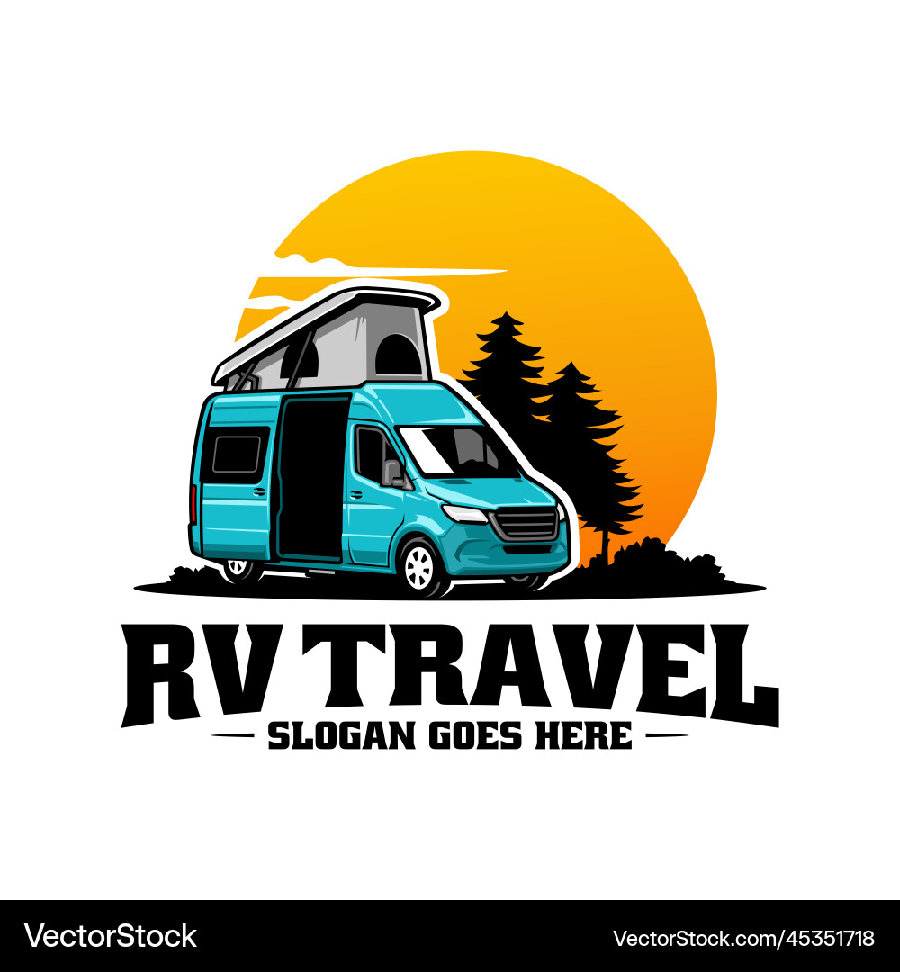 Rv motor home camper car logo Royalty Free Vector Image